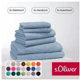 Handtuch Set s.Oliver "s.Oliver, Premium Qualität, 600 gr/m2", blau (hellblau), 6 Stk., Walkfrottier, Obermaterial: 100% Baumwolle, Handtuch-Sets, 2 Gästetücher 30x50, 2 Handtücher 50x100, 2 Duschtücher 70x140