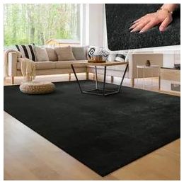Teppich Paco Home "Cadiz 630", schwarz, B:240cm H:14mm L:340cm, Polyester, Teppiche, Uni-Farben, besonders weich, waschbar, auch als Läufer erhältlich