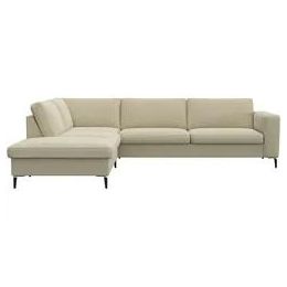 Ecksofa FLEXLUX "Fiore, L-Form, bequem und komfortabel durch hochwertigem Sitzaufbau", beige (sandy beige), B:273cm H:85cm T:225cm, 100% Polyester, Sofas, breite Armlehnen, Kaltschaum, Füße Alu+schwarz