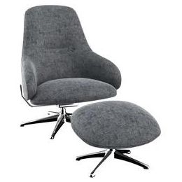 Drehsessel FLEXLUX "Falcone, Drehbarer Fernsehsessel, Entspannung, Hoher Komfort, Scandi", grau (graphite, aluminiumfarben), Sessel, Chenille, Rückteilverstellung, B/H/T: 80cm x 110cm x 87cm, 100% Polyester, Liegefunktion, drehbar, Fuß Alu, B:80cm H:110cm T:87cm
