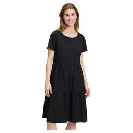 Sommerkleid Vera Mont "Damen Sommerkleid mit Stufen", Damen, Gr. 34, Normalgrößen, schwarz, Obermaterial: 75% Baumwolle, 22% Polyamid, 3% Elasthan., tailliert kurz, Rundhals, Kleider, Form