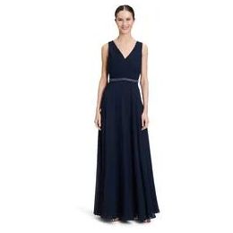 Abendkleid Vera Mont "Damen Abendkleid mit Plissee", Damen, Gr. 36, Normalgrößen, blau (night sky), Chiffon, Obermaterial: 100% Polyester recycelt. Futter: 100% Polyester., festlich, ausgestellt lang, V-Ausschnitt, Kleider, Dekoelemente