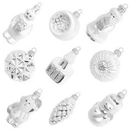 Christbaumschmuck KREBS GLAS LAUSCHA "KGL03402", silber (silberfarben), B:4cm H:3cm T:7cm, Glas, Weihnachtsbaumschmuck, Formen- & Figuren-Set aus Glas