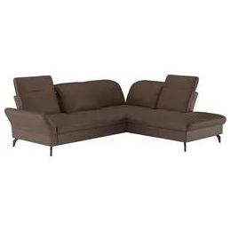 Sit & More Ecksofa SIT & MORE "Leandro L-Form", braun (dunkelbraun), B:288cm H:88cm T:242cm, 100% Polyester, Sofas, Wahlweise mit Bett-, Kopfteil - und Armlehnfunktion, sowie Stauraum
