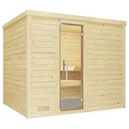 Sauna Weka "Bergen", beige (natur), Bio-Ofen, externe Steuerung, 7,5 kW, Saunen, 7,5 kW Bio-Ofen mit digitaler Steuerung