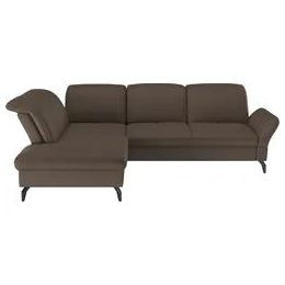 Sit & More Ecksofa SIT & MORE "Leandro L-Form", braun (dunkelbraun), B:288cm H:88cm T:242cm, 100% Polyester, Sofas, Wahlweise mit Bett-, Kopfteil - und Armlehnfunktion, sowie Stauraum