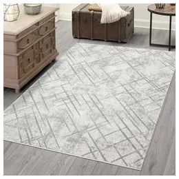 Teppich Carpet City "ANTIK245", grau, B:160cm H:10mm L:230cm, Polyester, Teppiche, Kurzflor, 3D-Optik, Klassisch-Modern für Wohnzimmer, Schlafzimmer