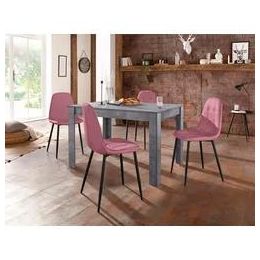 Essgruppe Inosign, rosa (schieferfarben, rosa,), B:120cm, Sitzmöbel-Sets, mit Esstisch 120 cm breit