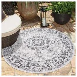 Outdoorteppich Carpet City "DUO RUG 5577", grau, H:5mm &Oslash;:120cm, Obermaterial: 100% Polypropylen, Teppiche, Outdoorteppich, Wendeteppich Wetterfest In- & Outdoor, Balkon, Terrasse, Wohnzimmer
