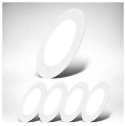 B.K.LICHT Einbauleuchte "BK_EL1619 5er Set LED Einbaustrahler, Ultraflach, IP20 Deckenspots", weiß, 5, Ø 12cm H: 2,8cm, 5 Stk., Leuchten, 4.000 K, 660Lm, 6W, Kunststoff, 12 x 2,8 cm, Weiß, LED Einbaustrahler LED Deckeneinbaustrahler