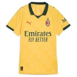 Trainingsshirt Puma "AC Milan 25/26 Ausweichtrikot Damen", Damen, Gr. XXS, gelb (sunny gelb schwarz myrtle grün), Obermaterial: 100% Polyester; Rippe: 100% Polyester, regular fit, Rundhals, Shirts