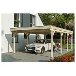 Skan Holz Einzelcarport SKANHOLZ "Grunewald", beige (natur), B/H/T: 395cm x, Carports, mit EPDM-Dach