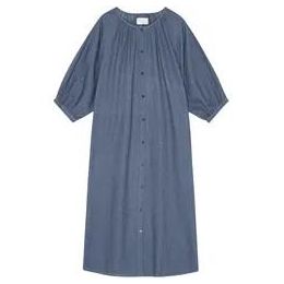 Shirtkleid MOSHI MOSHI MIND "moshi moshi mind Shirt dress may", Damen, Gr. SM, sea blau, Obermaterial: 55% Leinen, 45% Viskose, Kleider