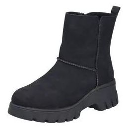 Winterboots Rieker, Damen, Gr. 38, schwarz, Nubuklederimitat, unifarben, Schuhe Winterboots, Plateauboots, Stiefelette, Profilsohle, mit Warmfutter
