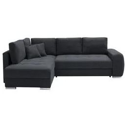 Ecksofa MR. COUCH "Mykonos, L-Form, Dauerschläfer", memphis 17 schwarz, B:269cm H:90cm T:179cm, Grundgewebe 100% Polyester; Nutzschicht 90% Polyester / 10% Polyamid, Sofas, Mit Boxpring-Taschenfederkern