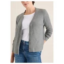 Cardigan Cecil, Damen, Gr. M (40), sporty grau melange, Strick, Obermaterial: 37% Baumwolle, 34% Polyacryl, 26% Polyester, 3% Elasthan, meliert, normal hüftbedeckend, V-Ausschnitt, Flachstrickbündchen, Strickjacken, mit Strukturdetail und Knopfleiste