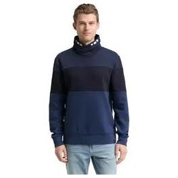 Sweatshirt Tom Tailor, Herren, Gr. XXL, ocean blau, Sweatware, Obermaterial: 65% Baumwolle, 35% Polyester, colorblocking, regular fit normal, ohne Ausschnitt, Rippbündchen, Sweatshirts, mit Logo Stickerei