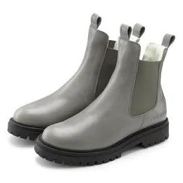 Stiefelette ELBSAND "Chelseaboots", Damen, Gr. 37, hellgrau, Obermaterial: 100% Rindsleder. Futter: 100% Textilmaterial. Decksohle: 100% Textilmaterial. Laufsohle: 100% Synthetik, unifarben, Schuhe, Stiefel, Boots, Winterstiefel, Schlupfstiefel aus Leder mit Warmfutter