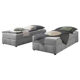 Boxbett Home Affaire, hellgrau, B:94cm L:204cm, Komplettbetten, Boxbett ohne Kopfteil, inkl. Topper