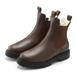 Stiefelette ELBSAND "Chelseaboots", Damen, Gr. 43, camelfarben, Obermaterial: 100% Rindsleder. Futter: 100% Textilmaterial. Decksohle: 100% Textilmaterial. Laufsohle: 100% Synthetik, unifarben, Schuhe, Stiefel, Boots, Winterstiefel, Schlupfstiefel aus Leder mit Warmfutter
