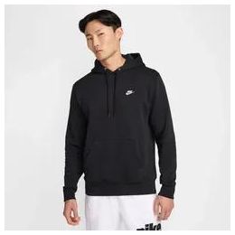 Kapuzensweatshirt Nike SPORTSWEAR "MEN'S PULLOVER FLEECE HOODIE", Herren, Gr. S, schwarz, schwarz, weiß, Obermaterial: 80% Baumwolle, 20% Polyester, normal, Rundhals, Sweatshirts