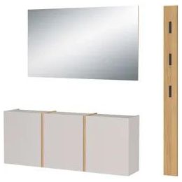 Garderoben-Set Germania "GW-Libbiano Plus", kaschmir, navarra, eiche, nachbildung, B:168cm H:200cm T:29cm, Glas, Metall, Spanplatte, Kastenmöbel-Sets, 3-tlg. Set