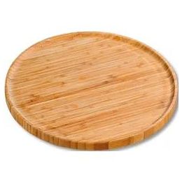 Pizzateller Kesper "Teller zum Servieren", beige (natur), B:32cm H:1,5cm L:32cm, Bambus, Speiseteller, mit erhöhtem Rand, Ø 32 cm