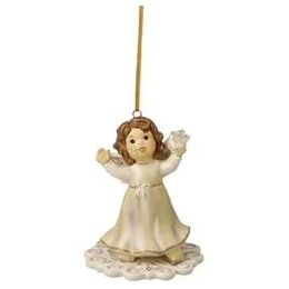 Dekofigur Goebel "Engel Winterspaß", champagner, B:6cm H:7,5cm T:6cm, Steingut, Dekofiguren, 6 x 6 x 7,5 cm