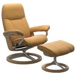 Relaxsessel stressless "Consul", gelb (honey paloma), B:78cm H:97cm T:70cm, Leder BATICK: BATICK ist ein leicht korrigiertes, durchgefärbtes und genarbtes Möbelleder, bei dem die meisten Unebenheiten und Spuren in der Regel entfernt wurden.;Leder PALOMA: PALOMA ist ein durchgefärbtes Semianilin-Möbelleder mit natürlicher Narbung.;ROHLEDER Stoff Q2 FARON: Ein fester zuverlässiger Bouclé mit einem s