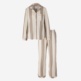 Chelsea Peers Cremefarben-brauner Pyjama-Set mit Streifenmuster