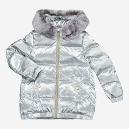 Geox Silberfarbene Puffer-Bomberjacke mit Metalleffekt