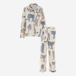 Chelsea Peers Cremefarbenes Pyjama-Set mit Leopardenmuster