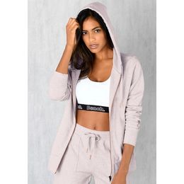 BENCH. LOUNGEWEAR Sweatjacke mehrfarbig Gr. 32/34 f&uuml;r Damen. Ohne Ausschnitt und Logoschriftzug, Logodruck. Bequem. Nachhaltig.