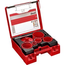 kwb Fliesenleger-Set 8-teilig Lochsägen mit Hartmetall, inkl. Glas- und Zentrierbohrer, im praktischem Koffer, Grau