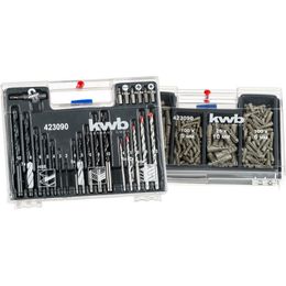 kwb Bit- und Bohrersatz mit Dübeln 300-teilig umfangreiches Set, mit Kunststoffkoffer, aus stabilem Stahl, HSS, Hartmetall, Chrom-Vanadium-Stahl