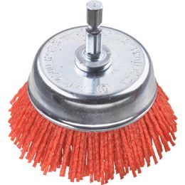 kwb Nylon-Topfbürste Ø 75 mm für Reinigungsarbeiten, mit Sechskantschaft, Silber/Rot