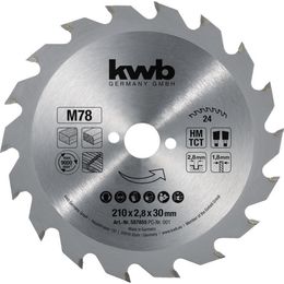 kwb Handkreiss&auml;geblatt &Oslash; 210 x 2,8 x 30 mm schneller und sauberer Schnitt, f&uuml;r Vollholz, Tischlerplatten und glasfaserverst&auml;rkten Kunststoffen