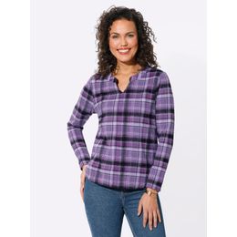 WITT Damen Langarmshirt mit Karomuster, lavendel-ecru-kariert, Größe 38