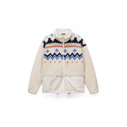 Napapijri Fleecejacke 'T-Ansei' Damen Größe XL hellbeige / blau / nachtblau / orange