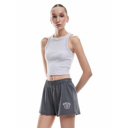 KOTON Shorts Damen Größe 36 dunkelgrau / weiß