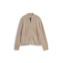 Tom Tailor Damen Cardigan aus Federgarn, grau, Uni, Gr. XL