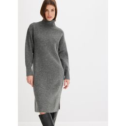 bonprix Strickkleid mit Schlitz, grau