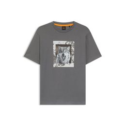 BOSS T-Shirt 'Te_lupo' Herren Gr&ouml;&szlig;e XL grau / schwarz / wei&szlig;