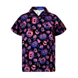 King Kameha Shirt 'Helloween Pumpkin Web' male Purple size M