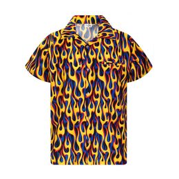King Kameha Shirt 'Flames Allover' male Yellow size XS