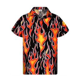 King Kameha Shirt 'Flames Wild' male Orange size 6XL