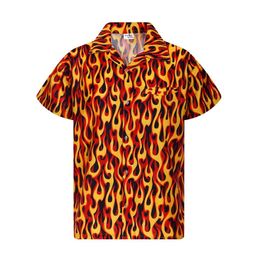 King Kameha Shirt 'Flames Allover' male Yellow size M