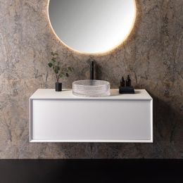 neoro n60 Unterschrank B: 100 cm mit 1 Auszug, n40 diamant Waschtisch Ø 40 cm transparent,, BN0756WM+BN0749GT,