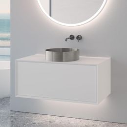 neoro n60 Unterschrank B: 100 cm mit 1 Auszug, Waschtisch edelstahl gebürstet,, BN0734BS+BN0756WM,
