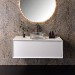 neoro n60 Unterschrank B: 100 cm mit 1 Auszug, n40 groove Waschtisch Ø 40 cm transparent,, BN0756WM+BN0750GT,